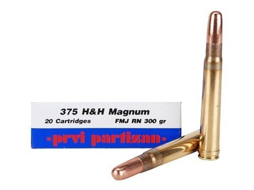 PPU Ammo 375 H&H Mag 300 Grain Full Metal Jacket Box of 20