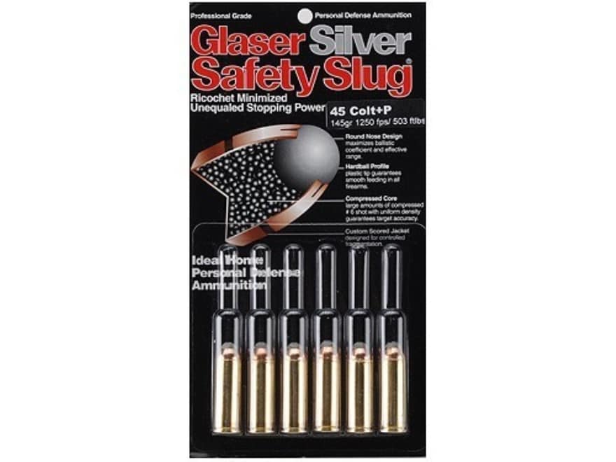 Glaser Silver Safety Slug Ammo 45 Colt (Long Colt) +P 145 Grain Safety