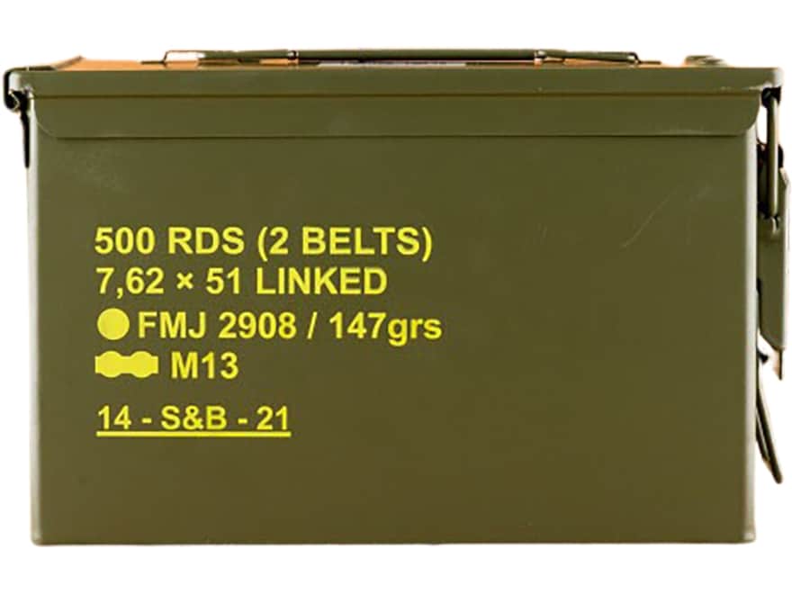 Sellier & Bellot M80 Ball Linked 7.62x51mm NATO Ammo 147 Grain Full