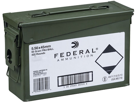 Federal Ammo 5.56x45mm NATO 55 Grain XM193 Full Metal Jacket Boat Tail
