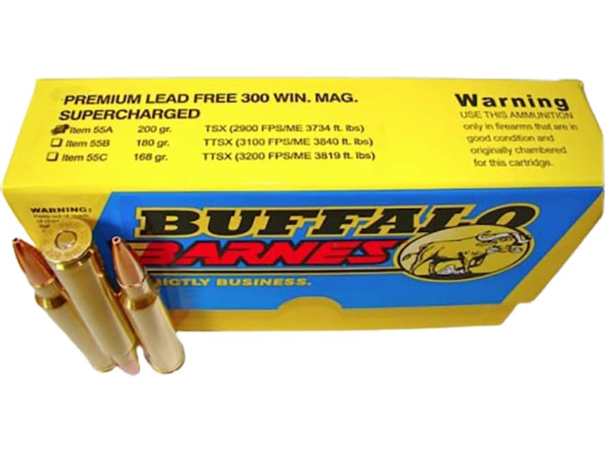Buffalo Bore Supercharged 300 Winchester Mag Ammo 200 Grain Barnes TSX