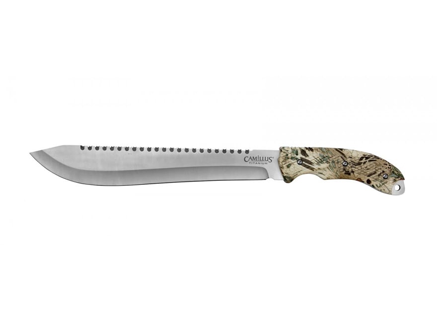 Camillus Hide Machete 12 Drop Point 420 SS Blade, Full Length Saw ABS