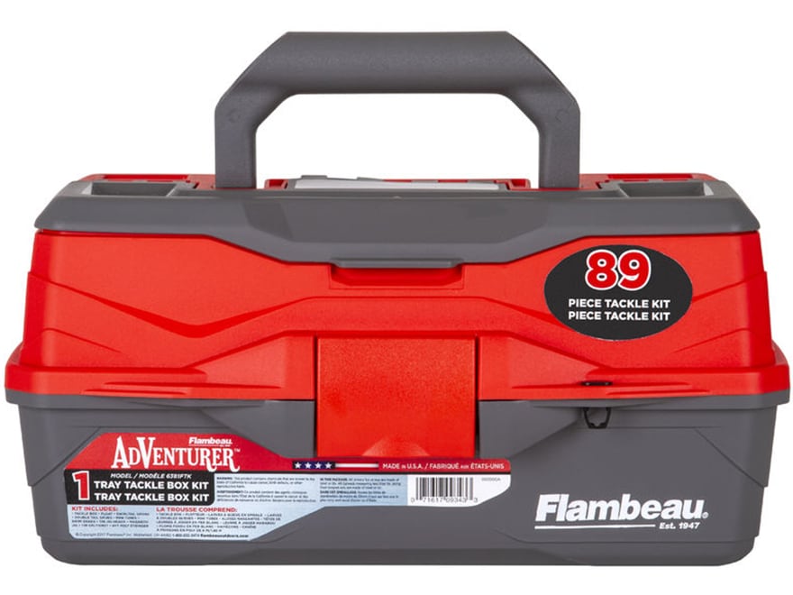 Flambeau Adventurer 1-Tray Tackle Box 89-Piece Tackle Kit Red/Gray